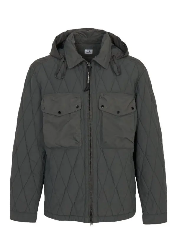 C.P. COMPANY Quilted Hooded Jacket With Zip Closure And Chest Pocket - Black