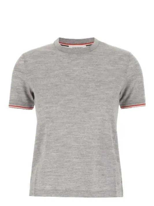Thom Browne Striped Cuff Knitted T-shirt - Grey