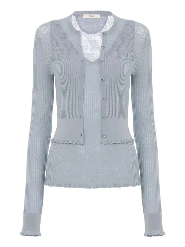Chloé A Two-piece Set Consisting Of A Vest And A Cardigan - Ice-blue