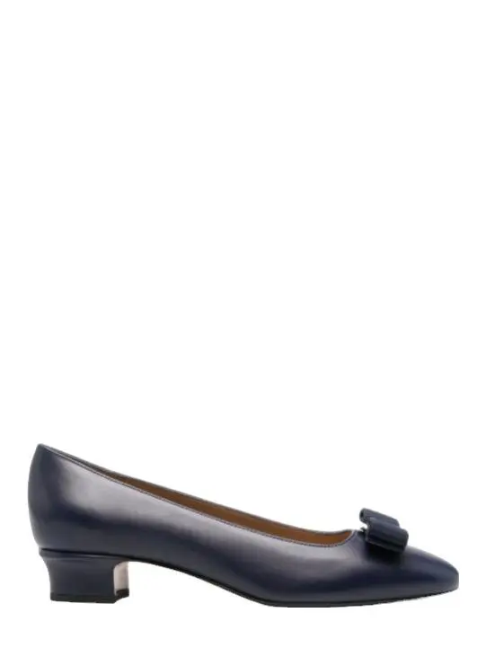 FERRAGAMO Round-toe Bow Detail High Heels - Navy
