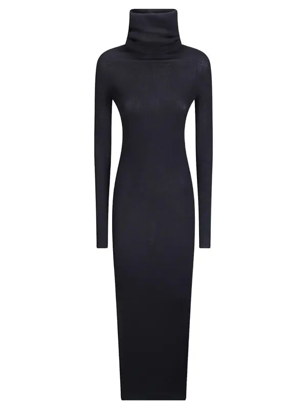 Rick Owens Long Sleeve Ribbed Maxi Dress - Black