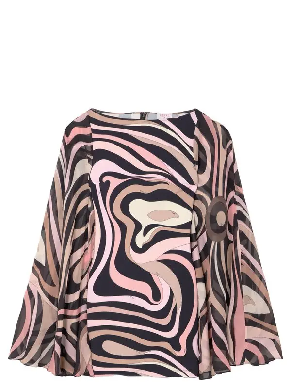 Emilio Pucci Cape-effect Printed Mini Dress - Black
