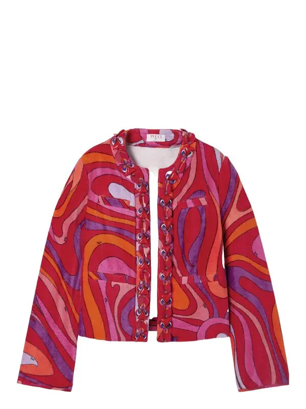 Emilio Pucci Embellished Printed Cotton-terry Jacket - Red