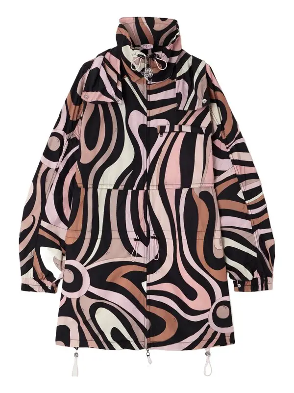 Emilio Pucci Printed Taffeta Funnel Neck Jacket - Black
