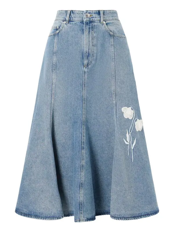 Erdem Denim Midi Skirt - Blue