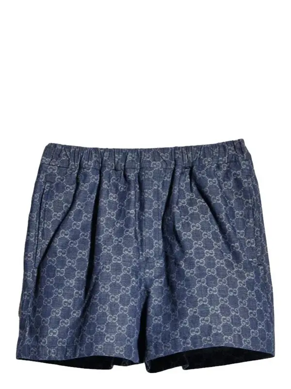 Gucci Gg Cotton Denim Jacquard Shorts - Blue