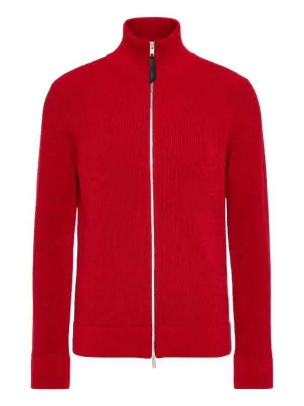 MAISON MARGIELA Ribbed Zip-up Sweatshirt - Red