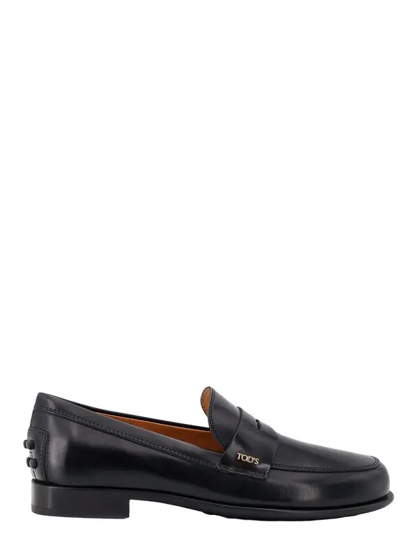 TOD'S Leather Loafers With Gommino Detail - Black