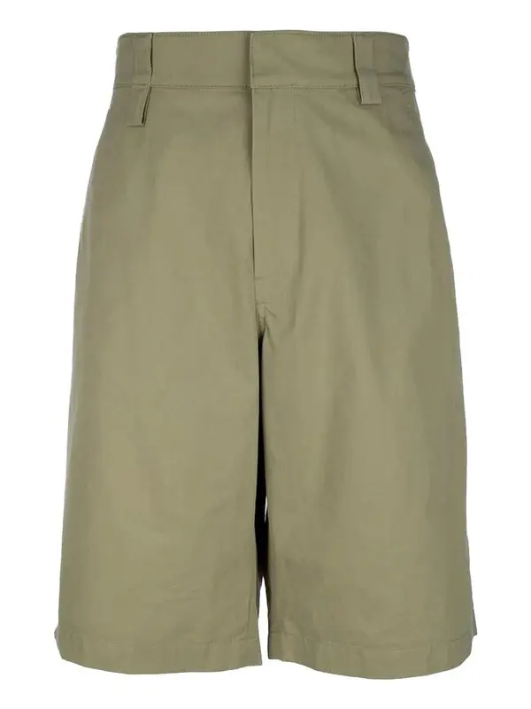 Bottega Veneta Wide Leg Cotton Twill Shorts - Grey