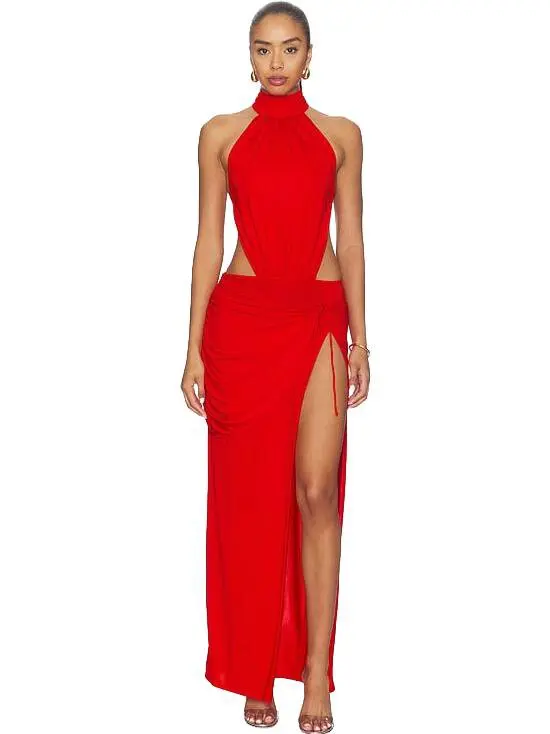 LOVERS AND FRIENDS Jasmine Halterneck Maxi Dress - True Red