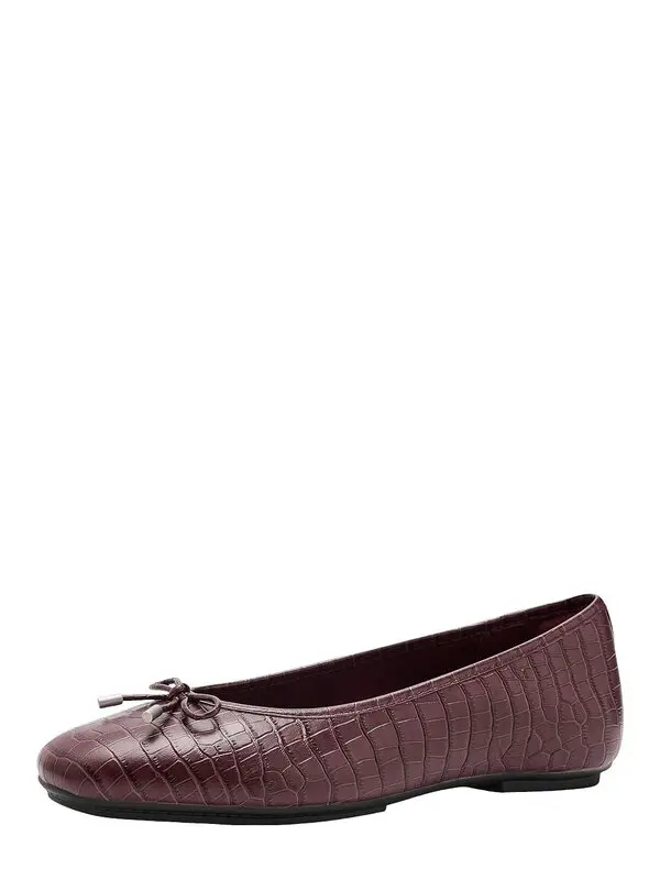 Fitflop Delicato Crocodile Embossed Ballerina Flats - Brown