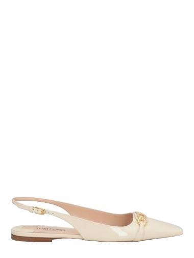 TOM FORD Ballet Flats Calfskin Brass - Ivory