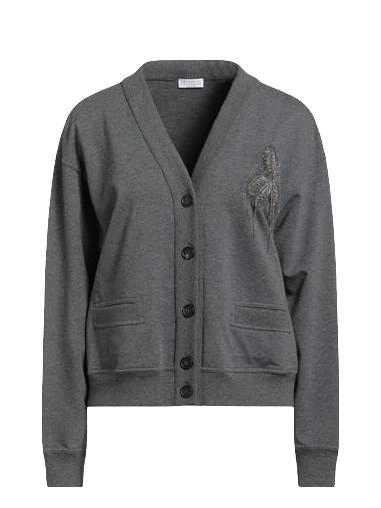Brunello Cucinelli V-neck Cardigan With Embellished Detail - Grey