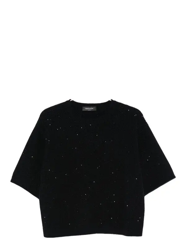 Fabiana Filippi Sequin Embellished Wool Blend Sweater - Blue