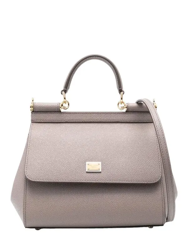 Dolce & Gabbana Sicily Medium Leather Handbag - Grey