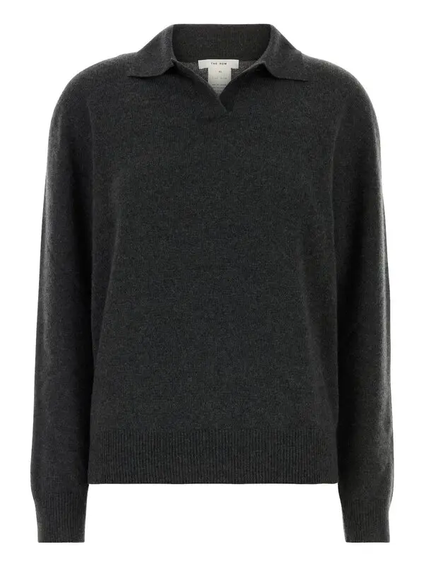 THE ROW Charcoal Cashmere Oashi Polo Shirt - Grey