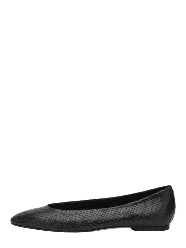 AeydĒ Ellie Snake Print Almond Toe Flats - Moss
