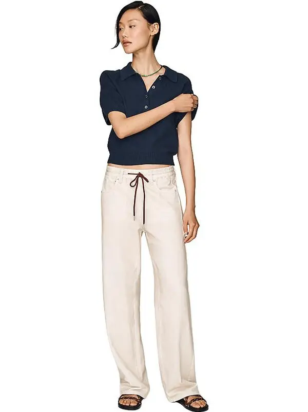 Rag & Bone Miramar Terry High-rise Wide-leg Jeans - Ecru
