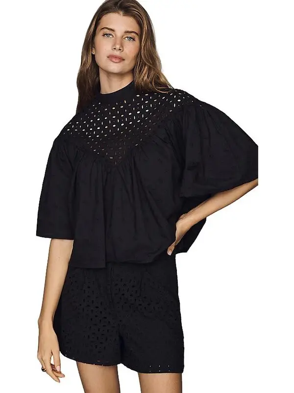BISHOP + YOUNG Willow Cotton Eyelet Top - Black