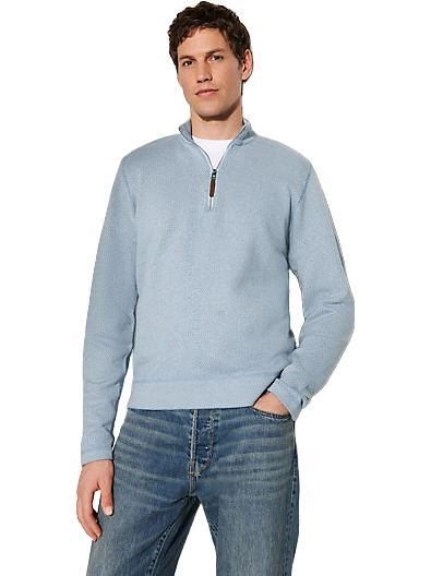 Overland Denton Cotton-blend Half-zip Sweater - Sky
