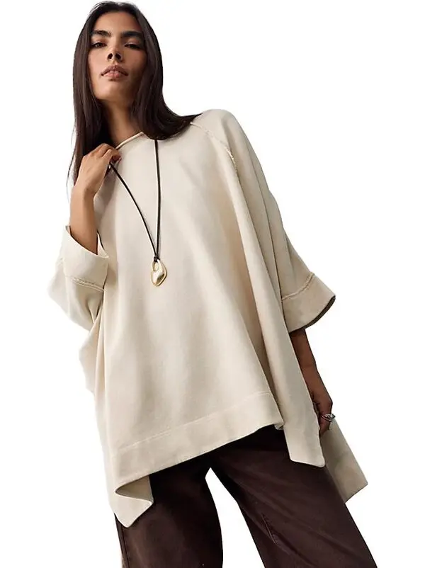 Free People We The Free Oversized Sweatshirt With Raw Seams - Tea