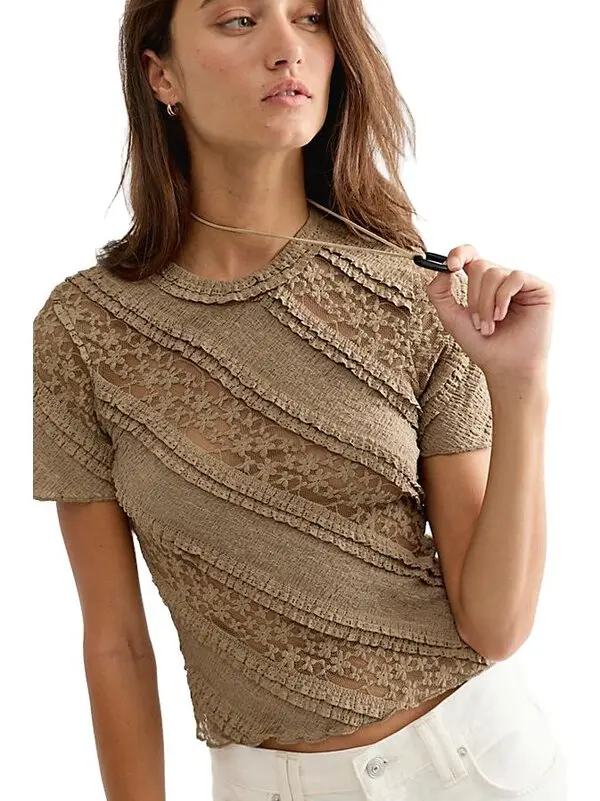 Free People Solita Lace Top - Lone Wolf
