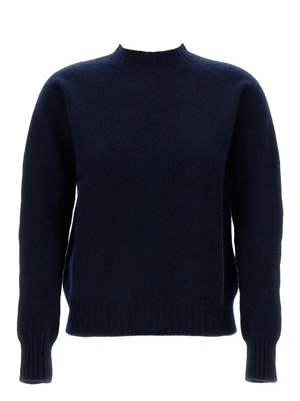 DRUMOHR Wool Jersey-knit Mock Neck Sweater - Blue