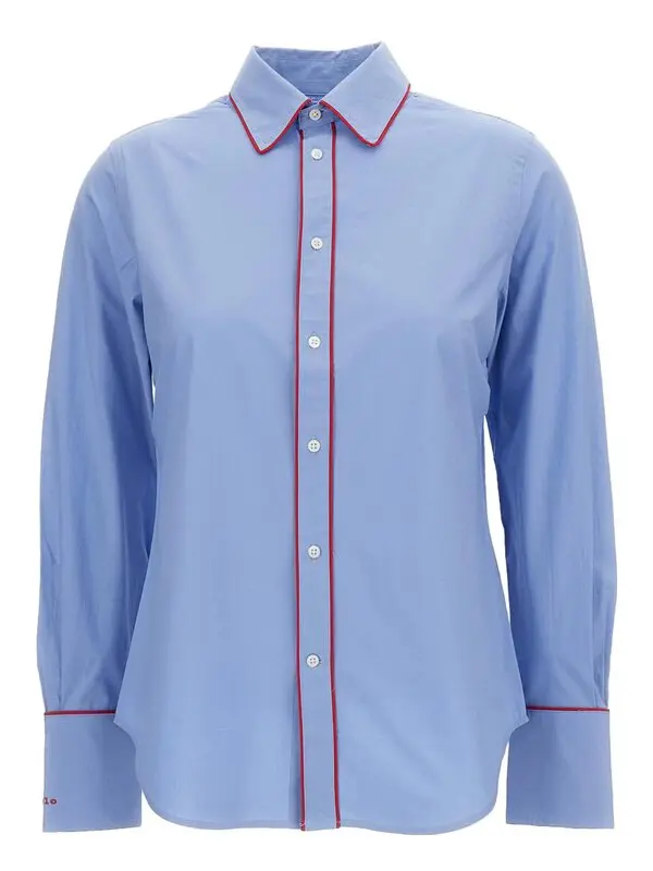 Polo Ralph Lauren Slim Fit Stretch Cotton Shirt With Contrast Piping - Azzurro