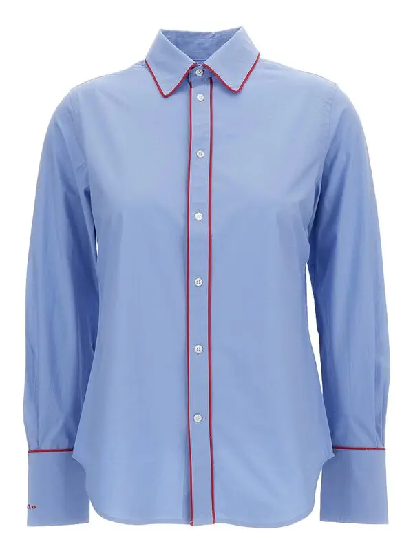 Polo Ralph Lauren Slim Fit Stretch Cotton Shirt With Contrast Piping - Azzurro
