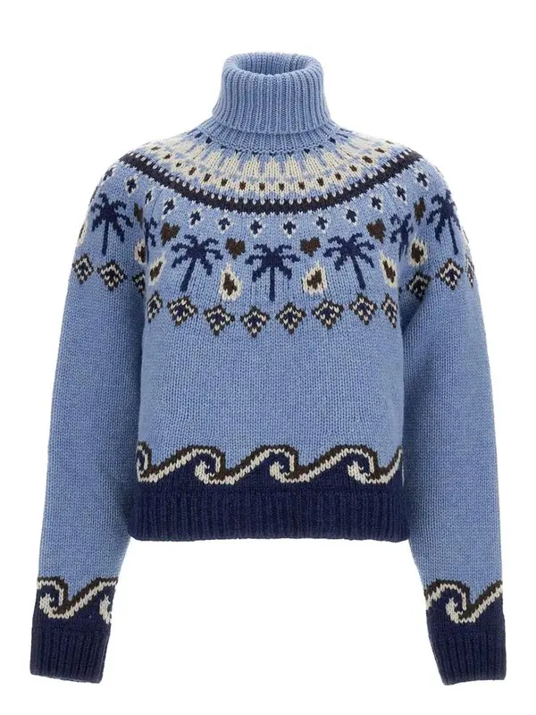 Alanui Multicolor Fair Isle Jacquard Knit Pullover - Azzurro