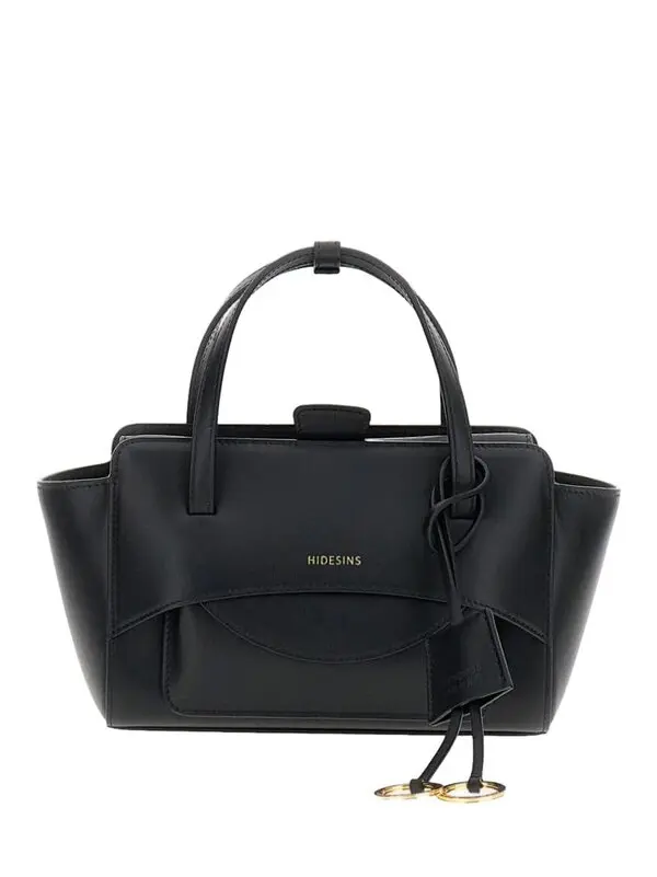 HIDESINS Leather Shoulder Bag With Flap - Black