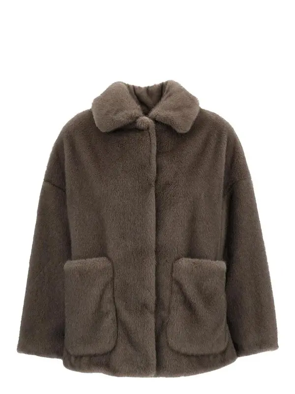 Herno Faux Fur Cropped Jacket - Grigio