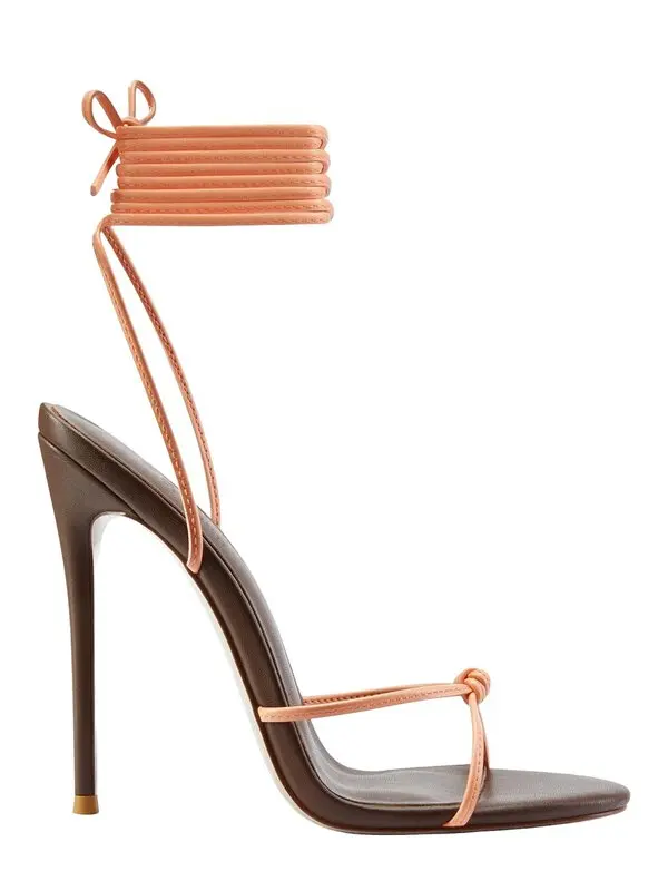Femme La Athens Lace Up Stiletto Sandals - Brown