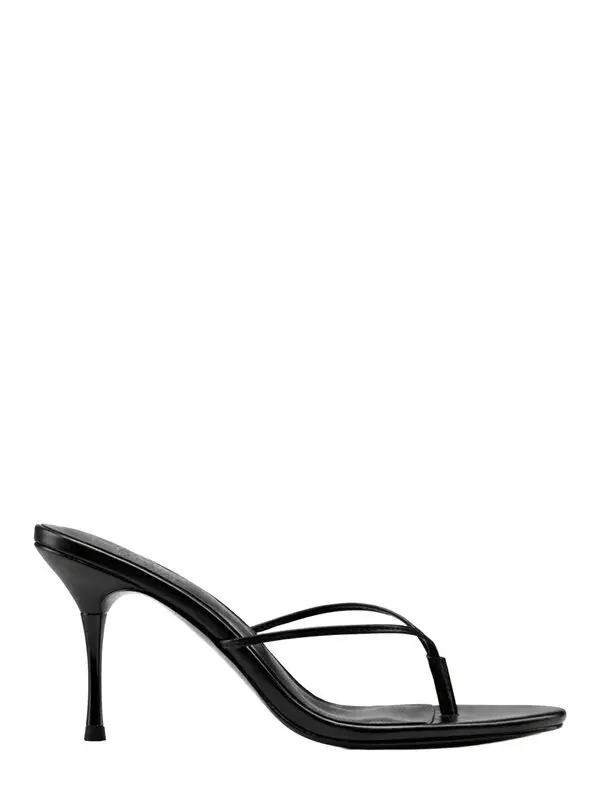 Femme La Osaka Slipper With Metal Plated Stiletto Heel - Black