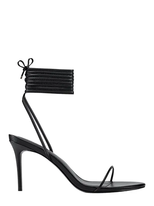 Femme La Lace Up Strappy High Heel Sandals - Black