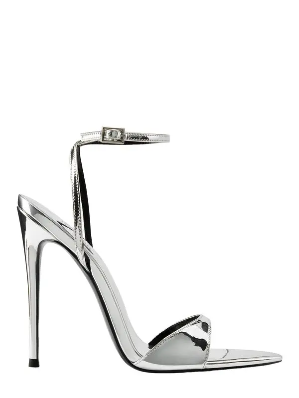Femme La Gg Heel Mirrored Stiletto Sandals - Silver