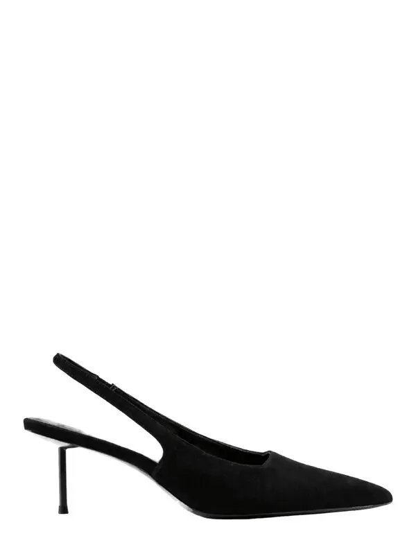 Femme La G55 Slingback Suede Kitten Heel Pointed Toe - Black