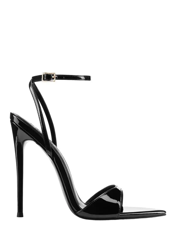 Femme La Gg Heel Patent Stiletto Sandal - Black
