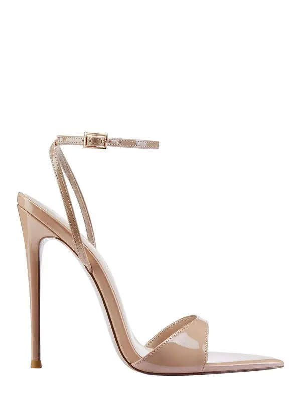 Femme La Gg Heel Patent Stiletto Sandals - Nude