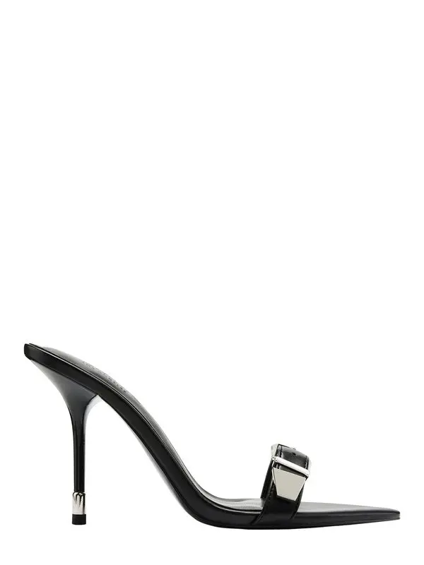 Femme La Carter Mule 100 With Statement Buckle Detail - Black
