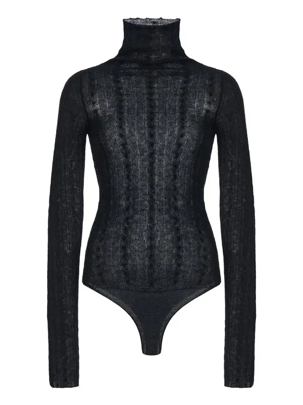 HAIKURE Turtleneck Wool-blend Bodysuit - Black
