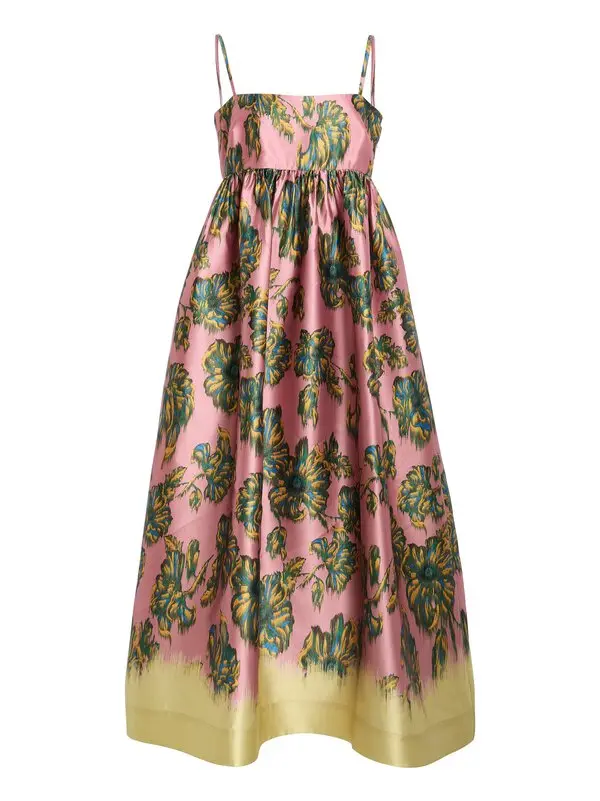 ALEMAIS Faye Pleated Satin Midi Dress - Multi