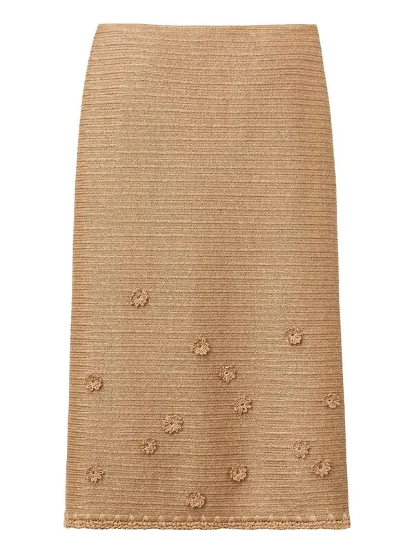 Lafayette 148 New York Embellished Straight Midi Skirt - Neutral