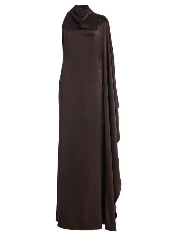 DE LA VALI Odaluna Crepe De Chine Maxi Dress - Brown