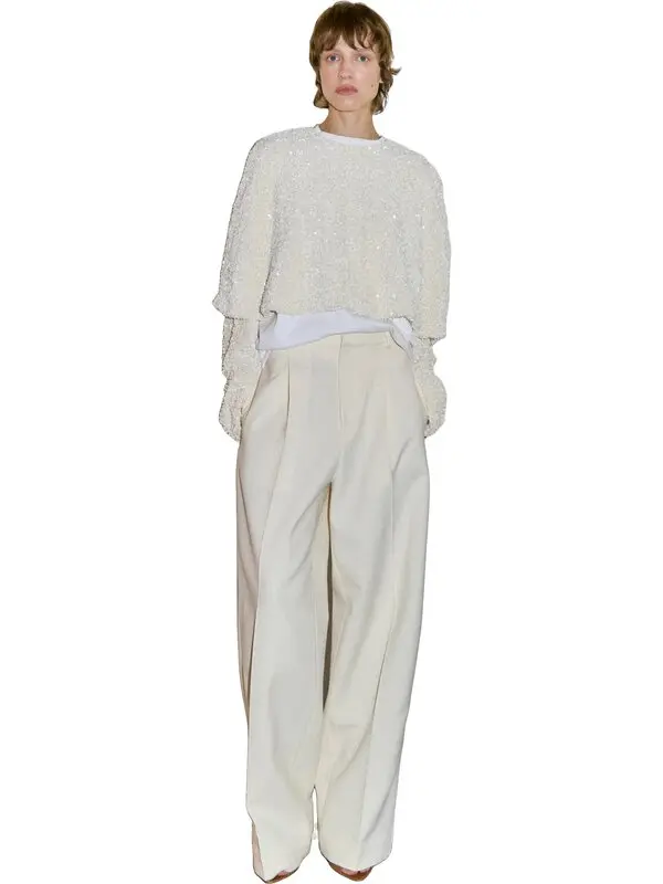 DARKPARK Danielle Wool Wide Leg Trousers - White