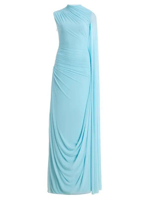 DEME Exclusive Maple Draped Chiffon Maxi Dress - Blue