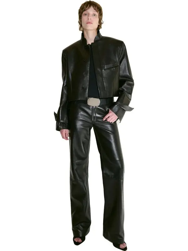 DARKPARK Ariana Low-rise Flared Leather Pants - Black