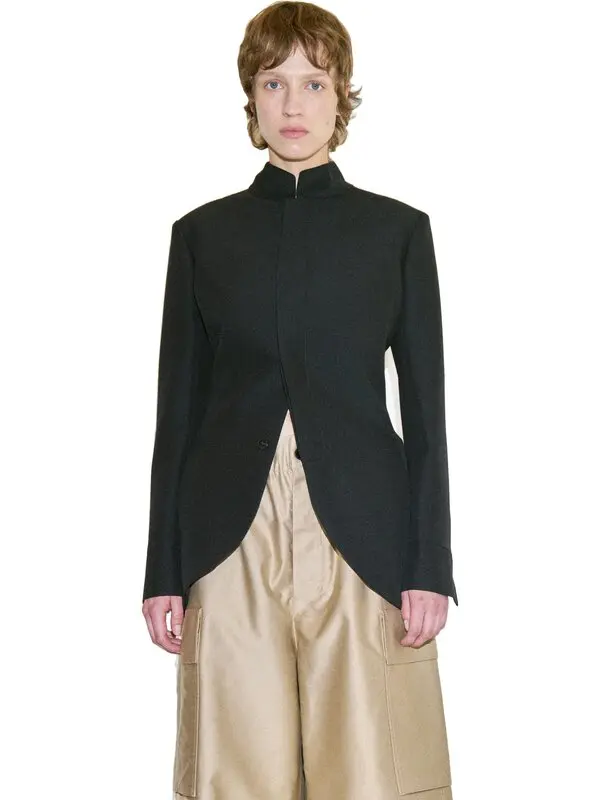 DARKPARK Leila Light Wool High Neck Blazer - Black