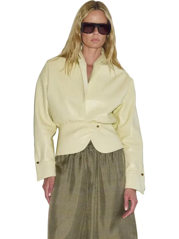 DARKPARK Sissy Leather Peplum Jacket - Yellow