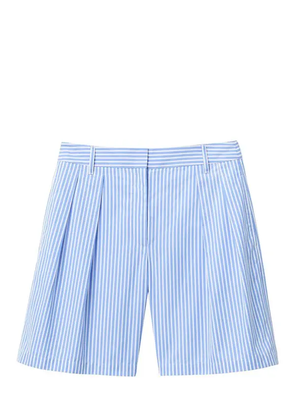 Lafayette 148 New York Park Wide-leg Striped Shorts - Blue